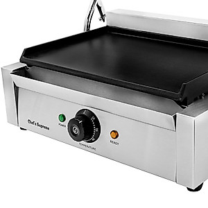 Chef Supreme Commercial Panini Press, 120V 2200W Non-Stick Cast Iron Flat Plate, Stainless Steel with Temperature Control 120F - 570F, Perfect for Hamburgers, Steaks, Vegetables, Breakfast, Sandwiches