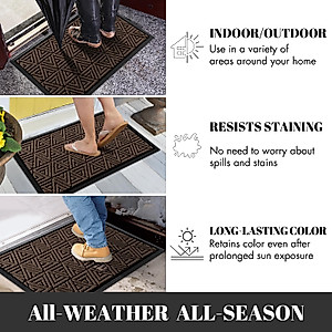 Yimobra Front Door Mat Outside Entrance 36 x 24, Waterproof and Washable Outdoor Mat, Non Slip Rubber Backing, Heavy Duty Welcome Matt for Home Entry Floor Porch Garage Office, Low Profile, Brown