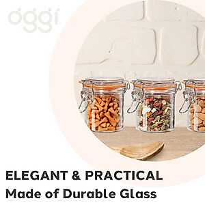 OGGI 3 Piece Airtight Glass Storage Containers Set - 3 Small 9oz Glass Kitchen Canisters with Clamp Lids & Silicone Seals - Farmhouse Kitchen Décor, Kitchen Storage, Pantry Storage, Food Storage