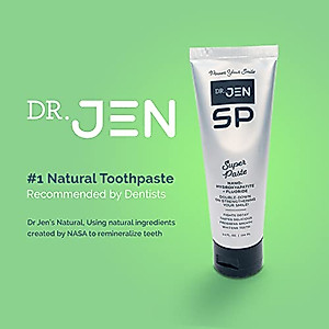Dr Jen Super Paste Natural Remineralizing Toothpaste with 10% Nano Hydroxyapatite + Fluoride, Dentist Recommended, for Sensitive Teeth, Freshens Breath, Strengthen Enamel (3.4 oz)
