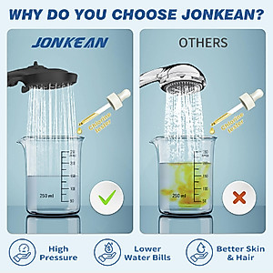 JONKEAN Handheld Water Softener Shower Head with Filter for Hard Water, Detachable Powerful Hand Held Shower Heads High Pressure, Pause Filtering Shower Head to Remove Chlorine and Fluoride (Black)