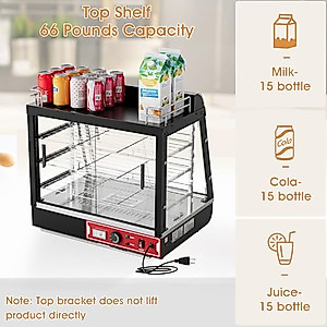 Cabinet, 27 inch Commercial Food Warming Cabinet 3 Tier Countertop Heated with Top Rack for Pizza/Pretzel Three Color Temper Glass w/Thermometer Adjustable Thermostat for Cafe Kitchen Restaurant