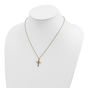 10k Tri-Color Black Hills Gold Cross Necklace 18in 14.46mm style 10BH704-18