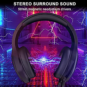 targeal Gaming Headset with Microphone - for PC, PS4, PS5, Switch, Xbox One, Xbox Series X|S - 3.5mm Jack Gamer Headphone with Noise Canceling Mic - Black&Blue