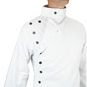 Historical Emporium Men's Cotton Twill Mad Scientist Howie Lab Coat, Victorian Steampunk Halloween Costume Cosplay S White