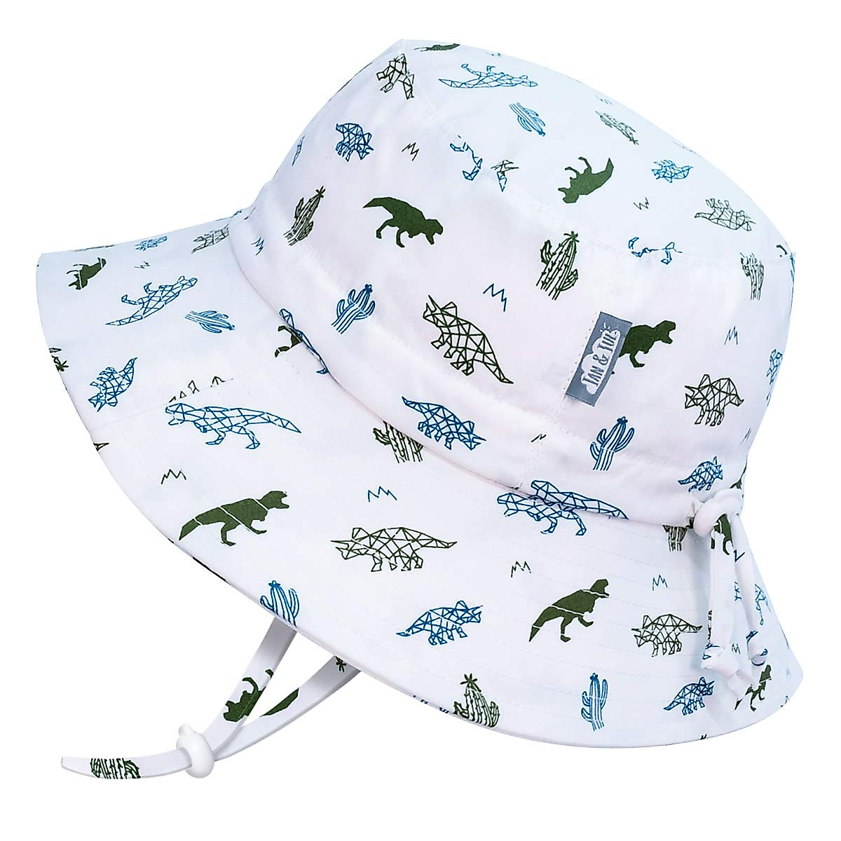 JAN & JUL 50+ UPF Baby Boy Dinosaur Bucket Hat, Adjustable, Cotton (M: 6-24 Months, Dino)