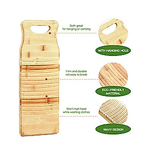 awagas 23.6"x7.1" Large Bamboo Washboard, Hand Washing Board, Laundry Washboard for Hand Washing Clothes, Clothes Wash Boards-old Fashioned Hand Wash Board for Shirts Clean Home Laundry Supplies-(L)