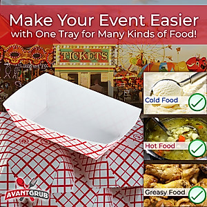 Heavy Duty, Grease Resistant 2 Lb Paper Food Trays 100 Pk. Recyclable, Coated Paperboard Basket Ideal for Festival, Carnival, Concession Stand Treats Like Fries, Ice Cream & Chicken Tenders
