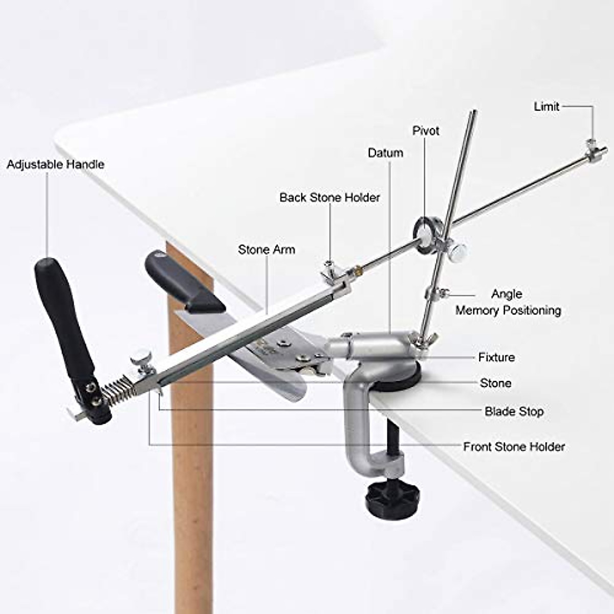 RUIXIN PRO RX-008 Knife Sharpener Kit System with 12 Whetstones, 360° Rotation Flip Design, Fixed-Angle Stainless Steel Professional Chef Kitchen Knife Sharpening Blades Fine Grinding Polishing Tool