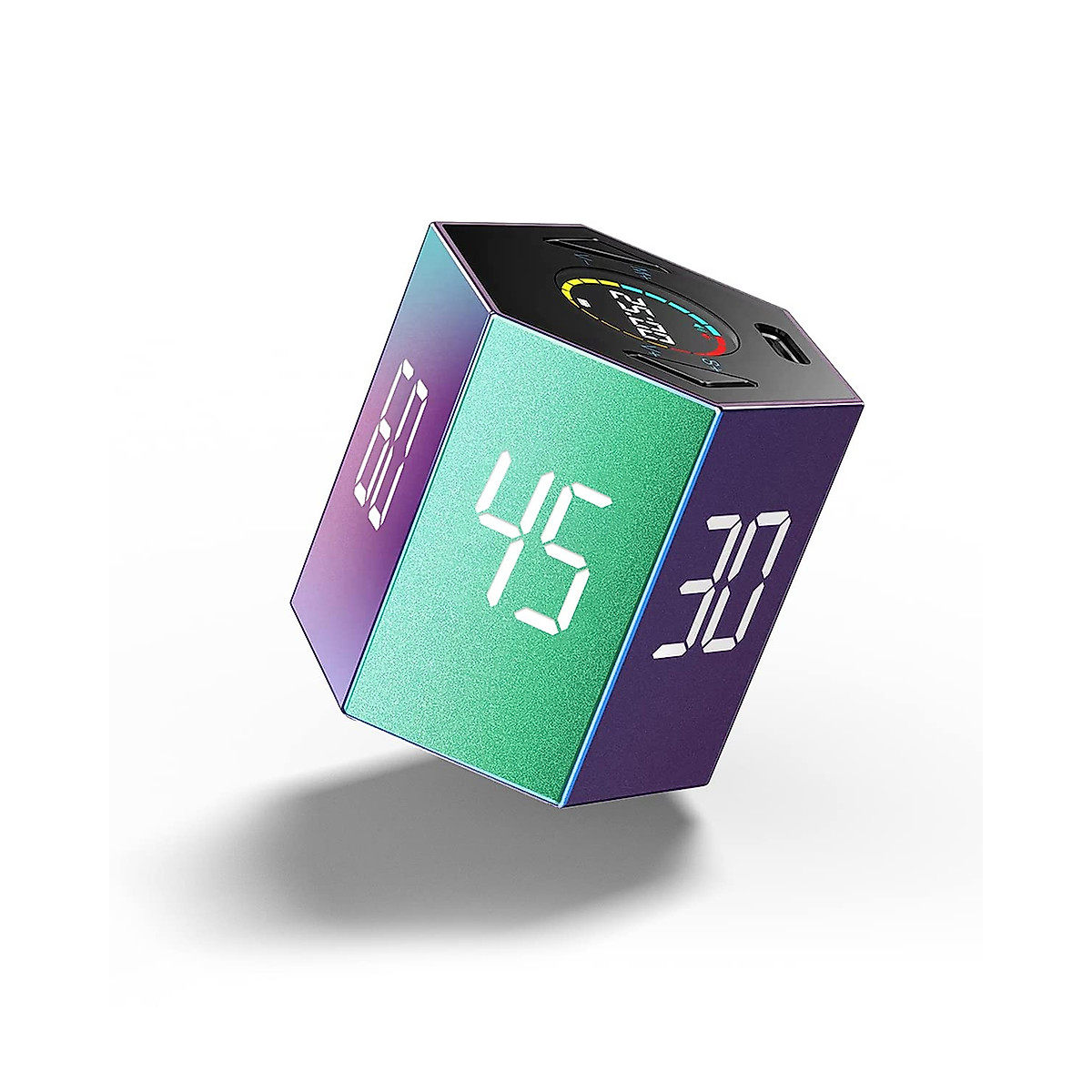 Ticktime Pomodoro Timer Clock, Productivity Timer Cube, ADHD Timer, Pause & Resume, Silent, Vibrate & Adjustable Sound Alert, for Work, Study, 5/15/25/30/45/60min & Custom Countdown, Purple