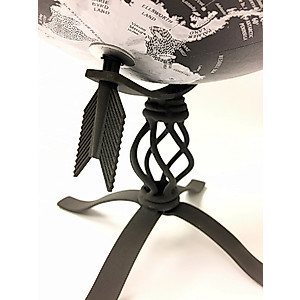 Replogle Hamilton – Replogle Designer Series Globe, Black Ocean World Globe, Rustic Black Steel Stand, Raised Relief, Designed for Modern Industrial Decor (12"/30 cm diameter)