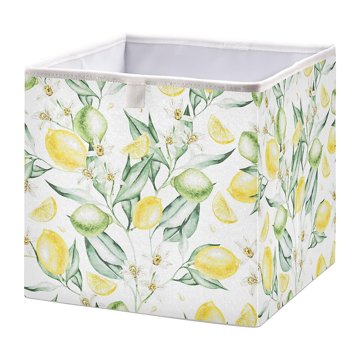 YEGAME Cube Storage Box, Lemon Foldable Fabric Storage Bin Portable Storage Basket for Book shelf Closet Laundry Room Nursery Home Office Decor, 11X11X11In