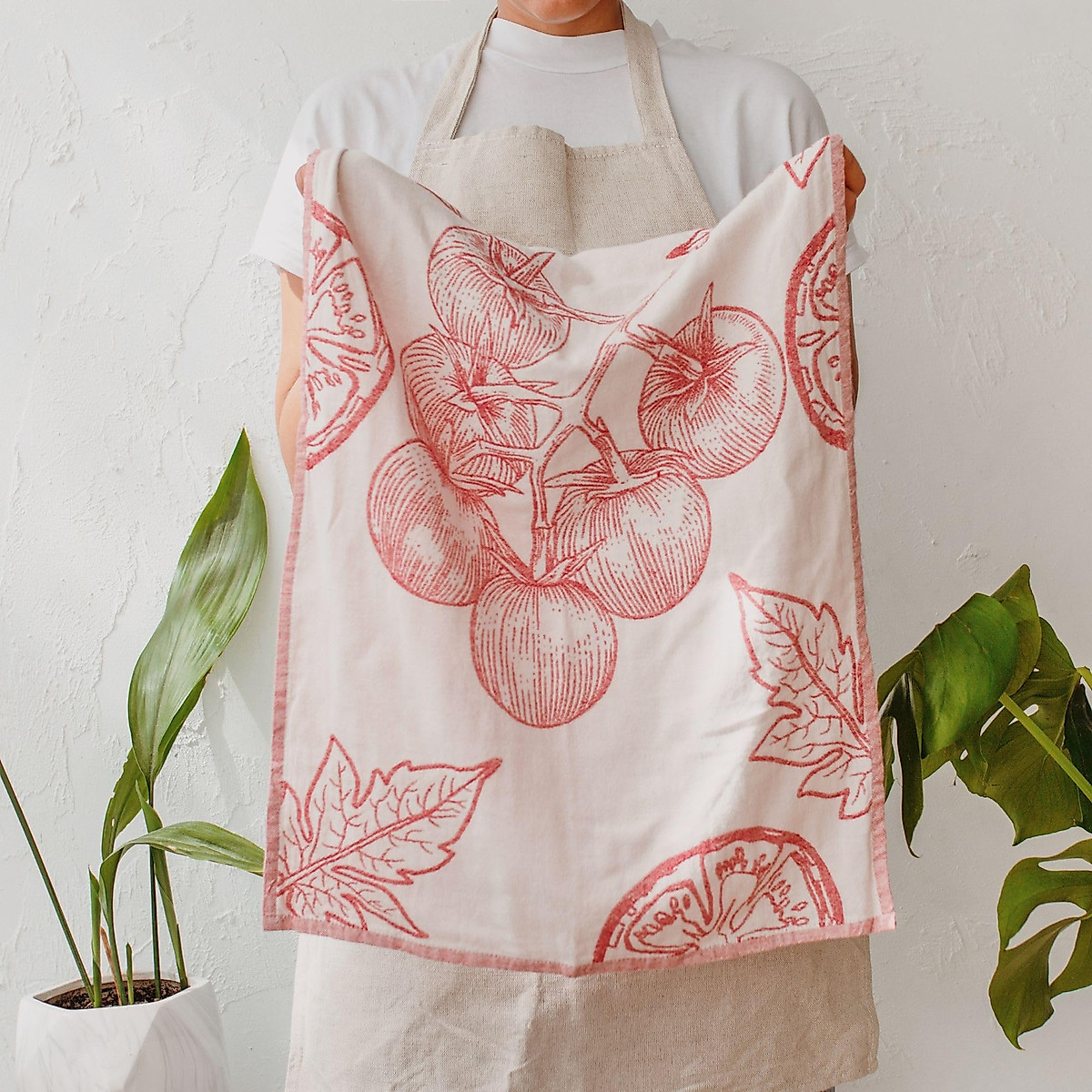 sea me at home Dish Towels for Kitchen, Jacquard Tea Towel Set, Stylish and Functional, A Great Gift for Any Home, 100% Turkish Cotton Towel Set of 4 (Garden Vegetables)