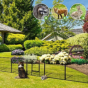 Yaheetech Decorative Garden Fence - 24in x 43ft Rustproof Folding Fencing Landscape Patio Flower Bed Animal Barrier Border for Dog Outdoor Fences Black