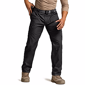 CQR CLSX Men's Tactical Pants, Water Resistant Ripstop Cargo Pants, Lightweight EDC Work Hiking Pants, Outdoor Apparel, Duratex Black, 38W x 30L