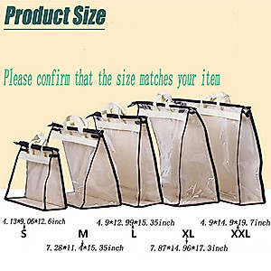 Dust Bags for Handbags - Purse Storage Organizer for Closet Moistureproof and Dustproof  Cover Hanging with Zipper and Handle (Black-XL)