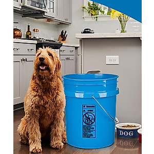 House Naturals 5 Gallon Plastic Blue Food Grade Made in USA Bucket Container with Air Tight Screw on Lid (Pack of 3)