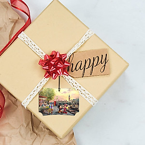 Disney – Mickey and Minnie Mouse in London - Thomas Kinkade Studios - This 4” x 2.5” Hanging Metal Print Accessory – Limited Edition Officially Licensed Collectible | Complimentary Velveteen Gift Bag