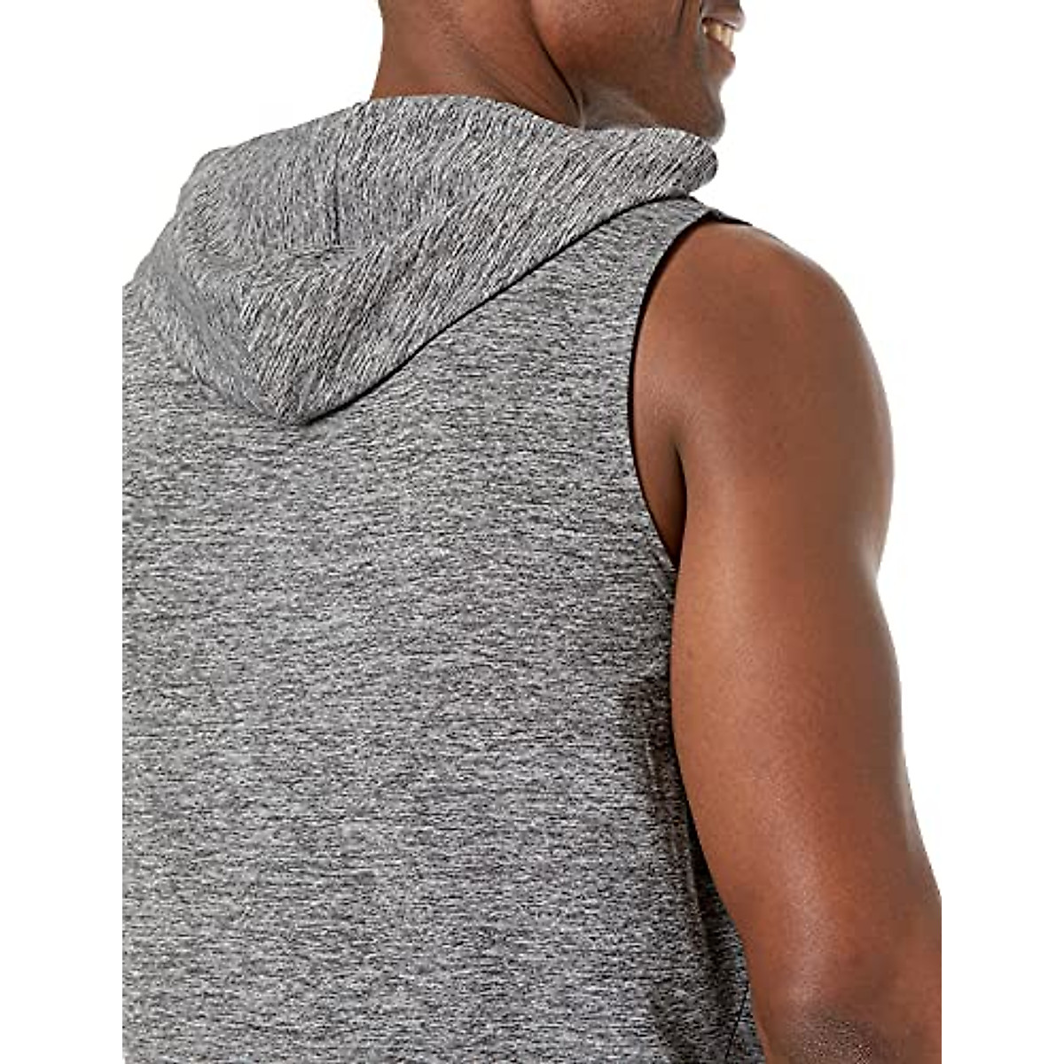 Amazon Essentials Men's Tech Stretch Sleeveless Hoodie, Black Space Dye, Large