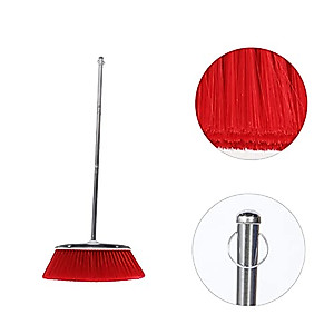HAWILLOSCH Cleaning Btush Hair Cleaning Broom Long Handle Broom Soft Home Cleaning Supplies Floor Sweeping Broom Office Garbage Cleaner Floor Sweeper Broom Kitchen Broom Red Stainless Steel