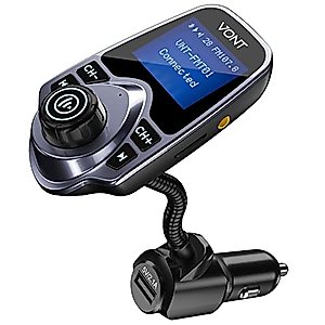 Bluetooth FM Transmitter for Car [2023 Upgraded] Bluetooth Car Adapter Kit, Huge 1.44-inch Display, SD/TF Card Support, AUX Input, Compatible w/All Smartphones, iPods, FM Transmitter Bluetooth