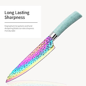 Kitchen Knife Set Non Stick Knives with Wood Storage, Serrated Steak Knife, Chef Knife, Scissors with Sharpener, 15Pcs Ultra-Sharp Cutlery Block Sets for Home & Pro Use Best Gift (Teal)