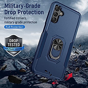 QRemix Designed for Samsung A13 5G Case with Ring and Stand Military Grade Drop Proof 360 Rotation Ring Kickstand Case for Samsung Galaxy A13 5G with Magnetic Compatible with Car Mount (Navy Blue)