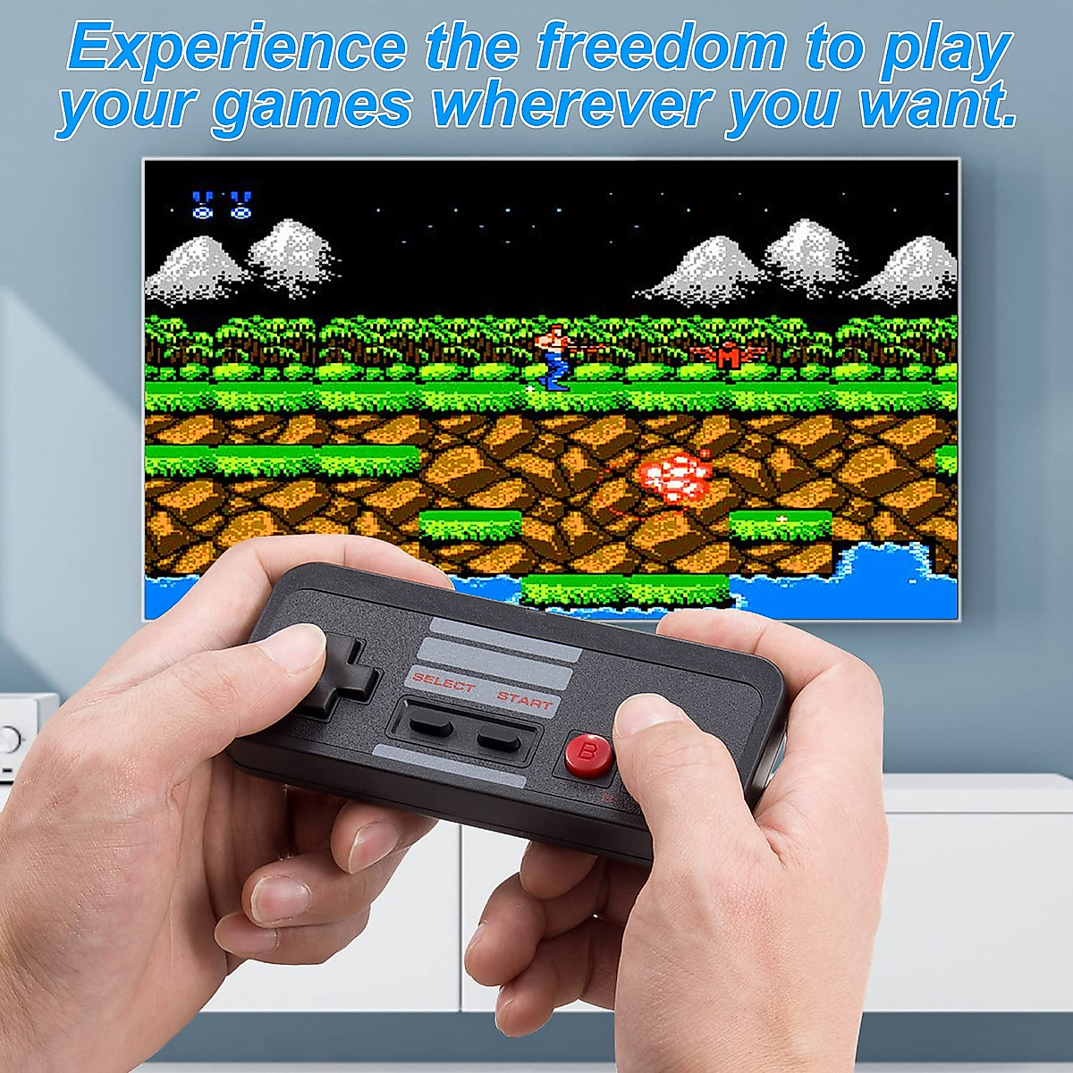 KIWITATA Wireless USB NES Controller for PC Games, 2 Pack 2.4G Rechargeable NES Remote Wireless USB Retro Game Pad Controller for Windows MAC Raspberry Pi 3