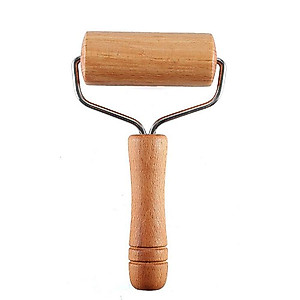 1 Piece 9.5cm Wide Wood Pastry Pizza Roller Wooden Brayer Wooden Rolling Pins Wood Dough Roller 5D Diamond-Paint Art Tool Wooden Roller for Baking or Ceramic Pottery Clay Working