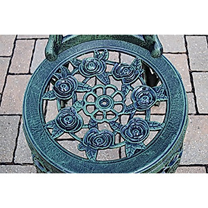 Oakland Living Cast Aluminum Conversation Metal Antique 3 Piece Patio Rose Bistro Set, Verdi Green