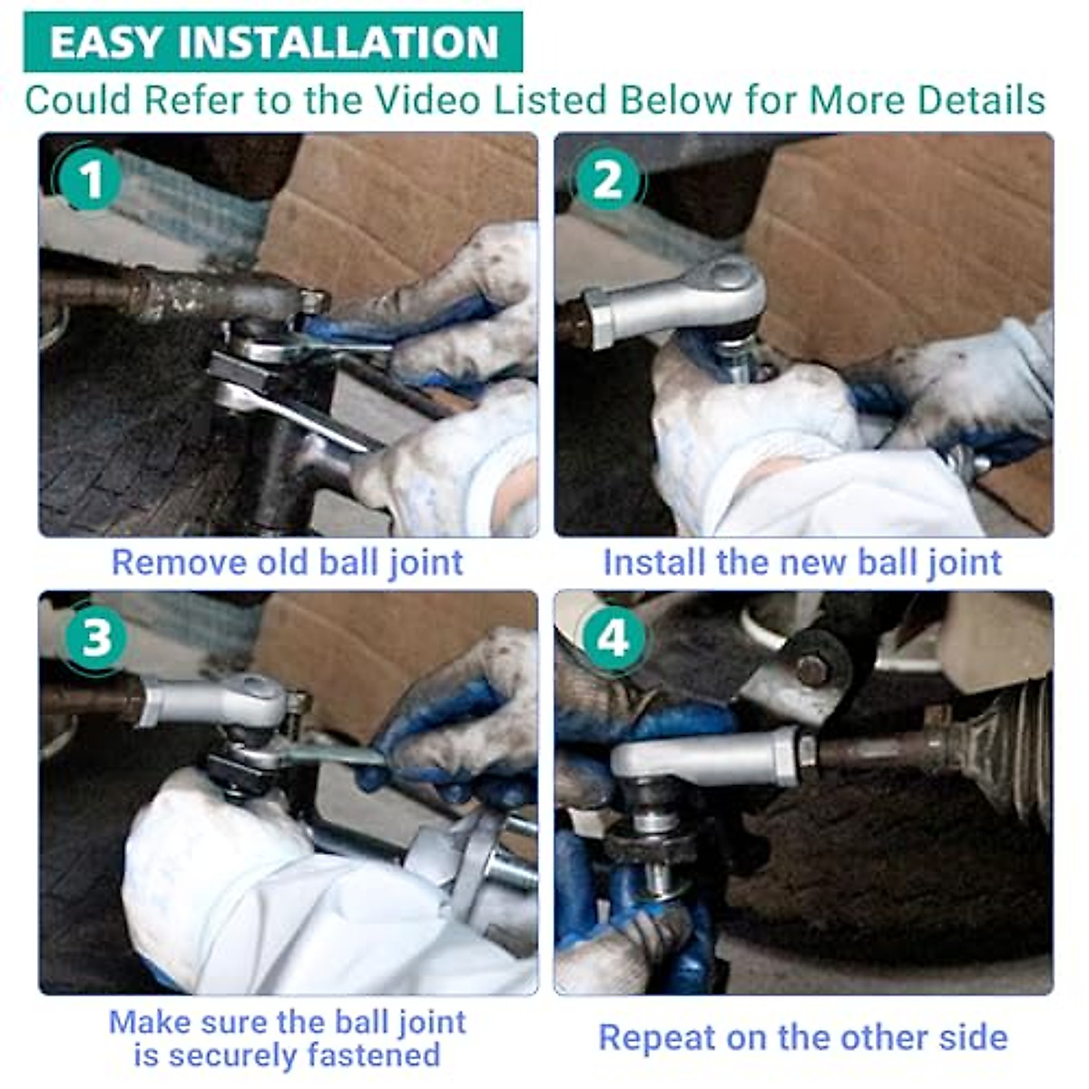 Drive-up Ball Joint Kit, Golf Cart Tie Rod Ends for Club Car Precedent 2004-Up and Club Car Tempo 2018-Up Gas and Electric, Replaces Right Hand Thread OEM 1022883-01 1020226-01