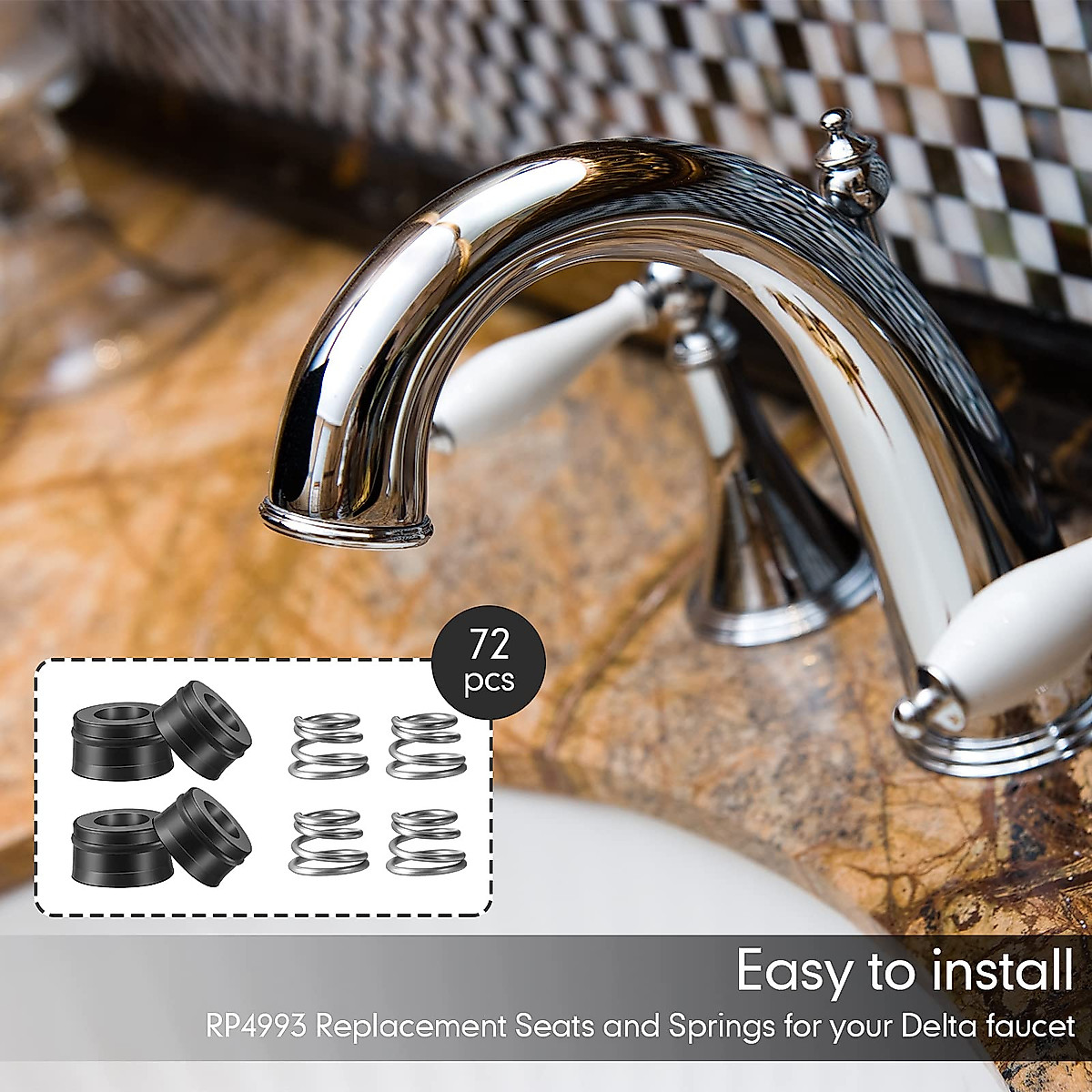 RP4993 Replacement Seats and Springs Faucet Repair Kit RP4993 Seats and Springs Compatible with Faucet Rod Replacement, Black (36 Pairs)