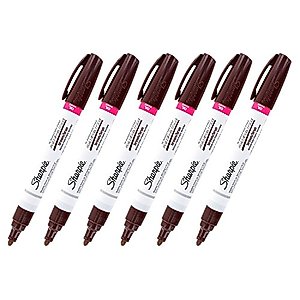 Sharpie Oil-Based Paint Marker, Medium Point, Brown Ink, Pack of 6