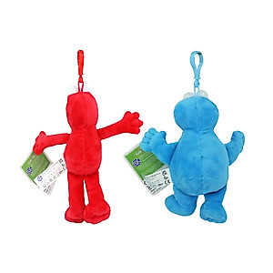 Sesame Street - Super Soft Gift Quality Plush Bag Clip/Key Clip 6619 Twin Pack - (8" 20cm Elmo & 6" 15cm Cookie Monster)