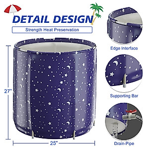 DAILYLIFE Portable Bathtub Adult, Ice Bath Tub for Athletes, Portable Bath tub for adults, Foldable Bath Tub, Hot Tub for Shower Stall, Japanese Soaking Bath Tub with Pillow, Easy assembly(Moonstar)