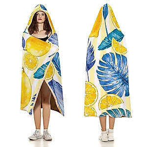 TaoYTao 40"x50" Women Summer Fruit Plant Lemon Blanket Hoodie, Foldable Wearable Funny Hooded Blanket Robe Cloak, Christmas Birthday Gifts Anniversary For Wife Girlfriend Women