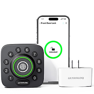 Smart Lock, ULTRALOQ U-Bolt Pro with Bridge WiFi Adaptor, 6-in-1 Keyless Entry Door Lock with App, WiFi, Bluetooth, Fingerprint and Keypad, ANSI Grade 1 Certified, Smart Door Lock, Front Door Lock