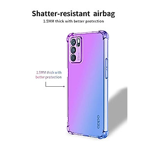 ZMONE Phone Case for Oppo Reno 6 5g Case with Tempered Glass Screen Protector [2 Pack], Clear Gradient Soft TPU Bumper Slim Anti-Scratch Shockproof Protective Cover - Blue/Pink