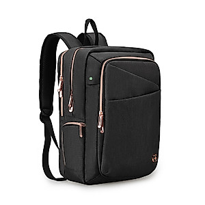 Swissdigital Katy Rose Laptop Backpack Purse For Women，With USB Charging Port Computer Work Backpack ,Fits 15.6Inch Laptop Travel Casual Bag