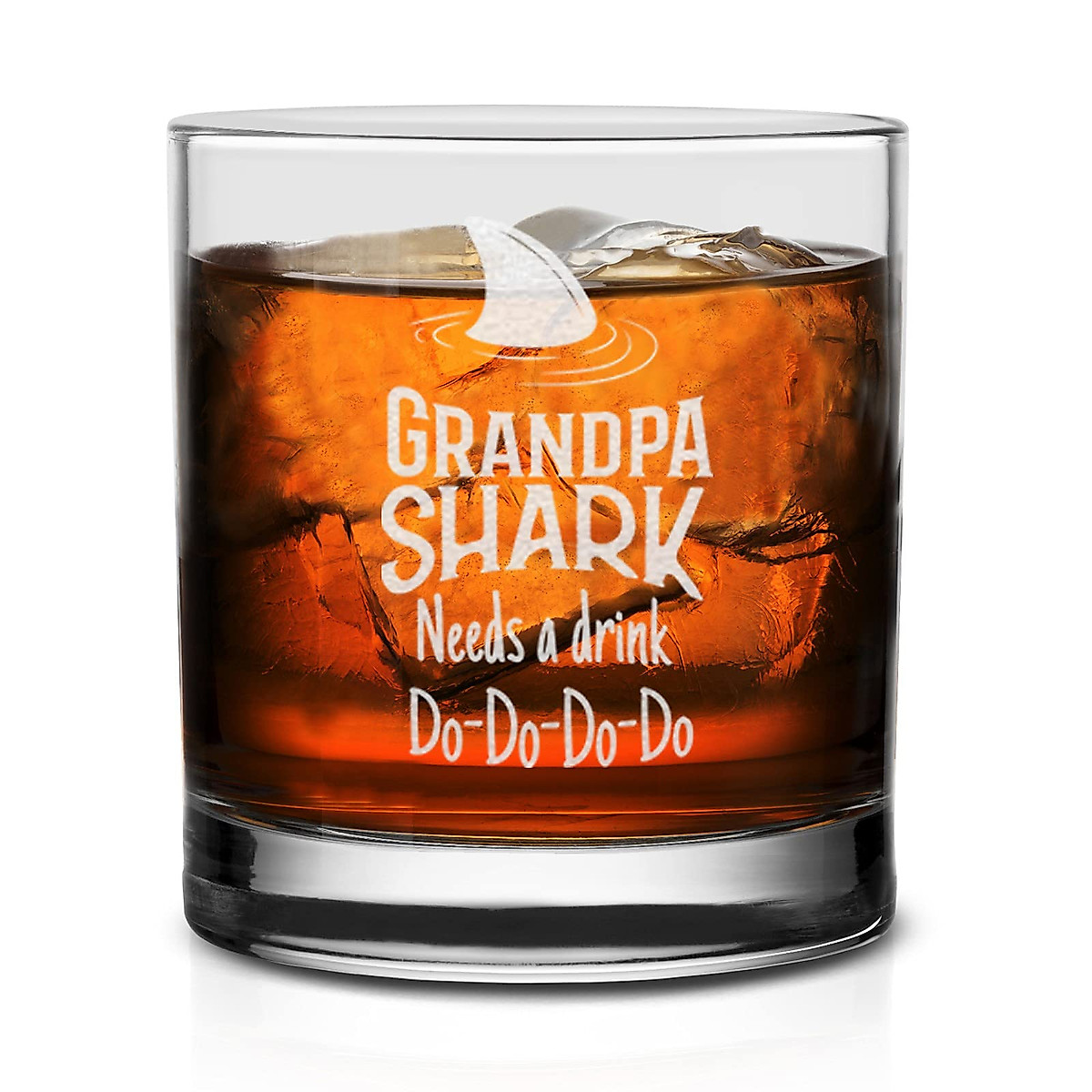 Grandpa Shark Needs A Drink Do Do Do Do Whiskey Glass - Gift For Grandpa From Grandkids