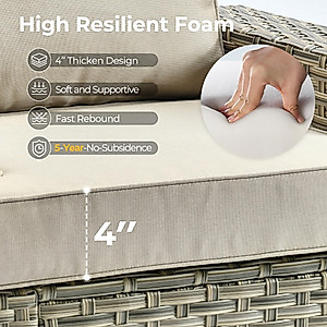 HOOOWOOO Outdoor Sectional Patio Furniture Set with Fire Pit Table,13 Pieces Wicker Conversation Sets L Shaped Couch,Extra Deep Out Door Sofa Outside Furniture with Swivel Chairs,Beige