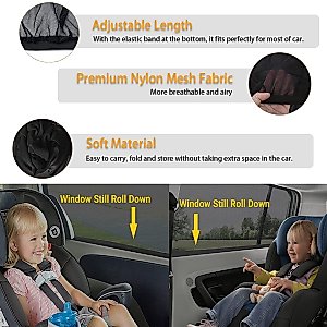 Ziciner Car Window Shade, 4 Pcs Auto Side Front Rear Window Sun Shades, Heat Block and UV Rays Protection, Breathable Mesh Privacy Protection Curtain, Universal Fit Most SUV (SUV Front&Back 4Pcs)