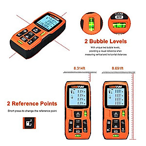 Laser Measure 165Ft - LOMVUM Laser Tape Measure Laser Measurement Tool with M/in/Ft Unit Switching, Backlit LCD, Pythagorean Mode, Measure Distance, Area and Volume - Carry Pouch and Battery Included
