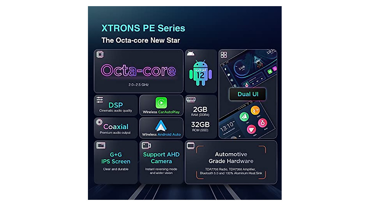 XTRONS Android 12 Car Stereo for Fiat 500 - CarPlay & GPS