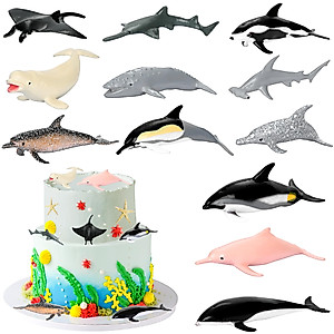 Dolphin Toy 12PCS Cake Topper Birthday Party Supplies Mini Dolphin Figurines Set Sea Creature Plastic Fish Learning Toy Gift