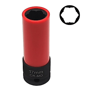 JEUCLEL 17mm Wheel Lock Nut Removal Socket Compatible with Mercedes Benz S Series W221, 1/2" Drive Anti-theft Protective Lug Nut Extractor, Flower Head Design Metal Wheel Nut Sleeve Wrench