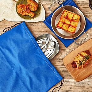 4 Pcs Anti Tarnish Storage Bag with 2 Pcs Silver Polishing Cloth 18 x 18 Inch Fabric Cloth Bags Blue Anti Tarnish Jewelry Storage Bags Silverware Bags for Silverware Silverplate Flatware Silver Trays