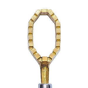 RANSHOU Fish Scaler Remover Heavy Duty Octagon Blade, Japanese Professional Fish Scale Scraper Tool, Wood Handle, Brass Gold, Made in JAPAN