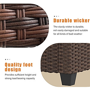 Vakollia 6 Pieces Patio Furniture Swivel Chairs Set with Fire Pit Table, Outdoor Wicker Glider Rocking Chairs with Sofa Set