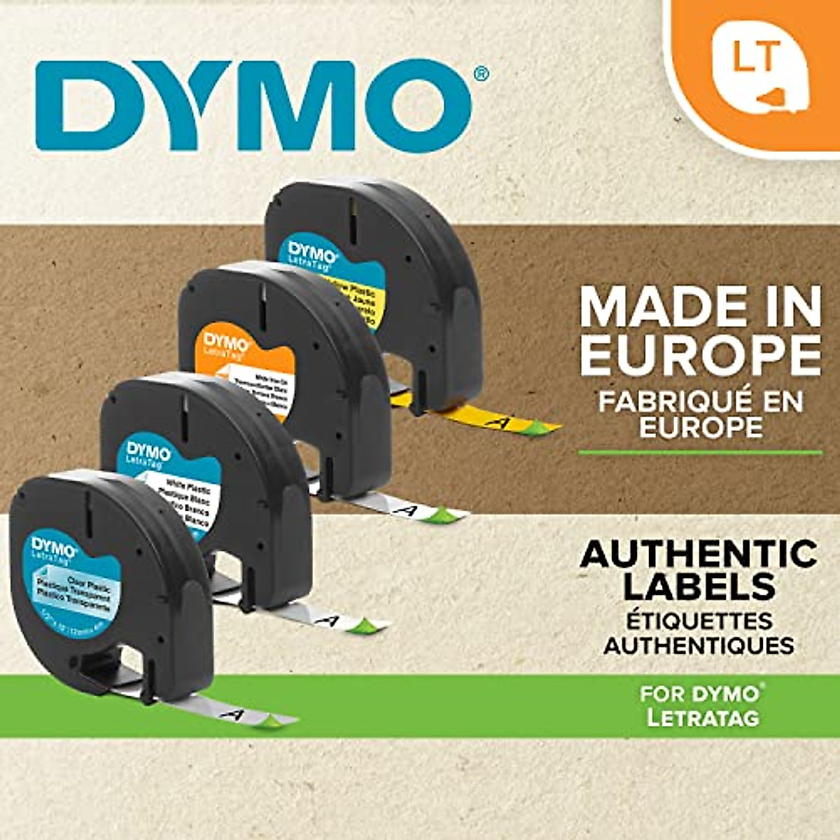 DYMO - DYM16952 Authentic LetraTag Labeling Tape for LetraTag Label Makers, Black Print on Clear pastic Tape, 1/2'' W x 13' L, 1 roll (16952)